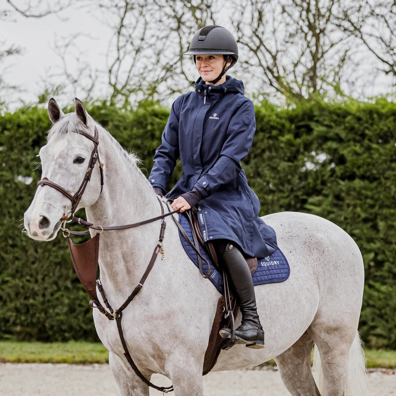 Equidry Ladies Bronte Fitted Waterproof Riding Jacket - Navy | Millbry Hill