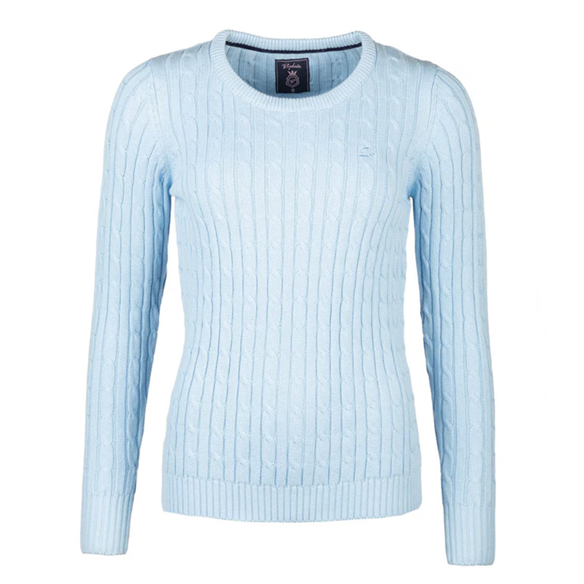 Rydale Ladies Emma Crew Neck Cable Knit Jumper - Soft Blue | Millbry Hill