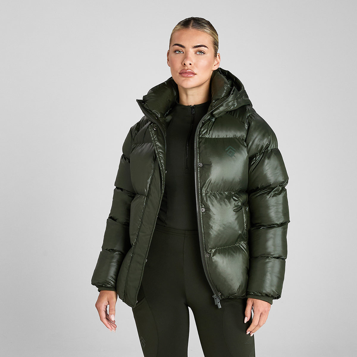 Aztec Diamond Heavy Quilted Puffer Jacket - Forest Green | Millbry Hill