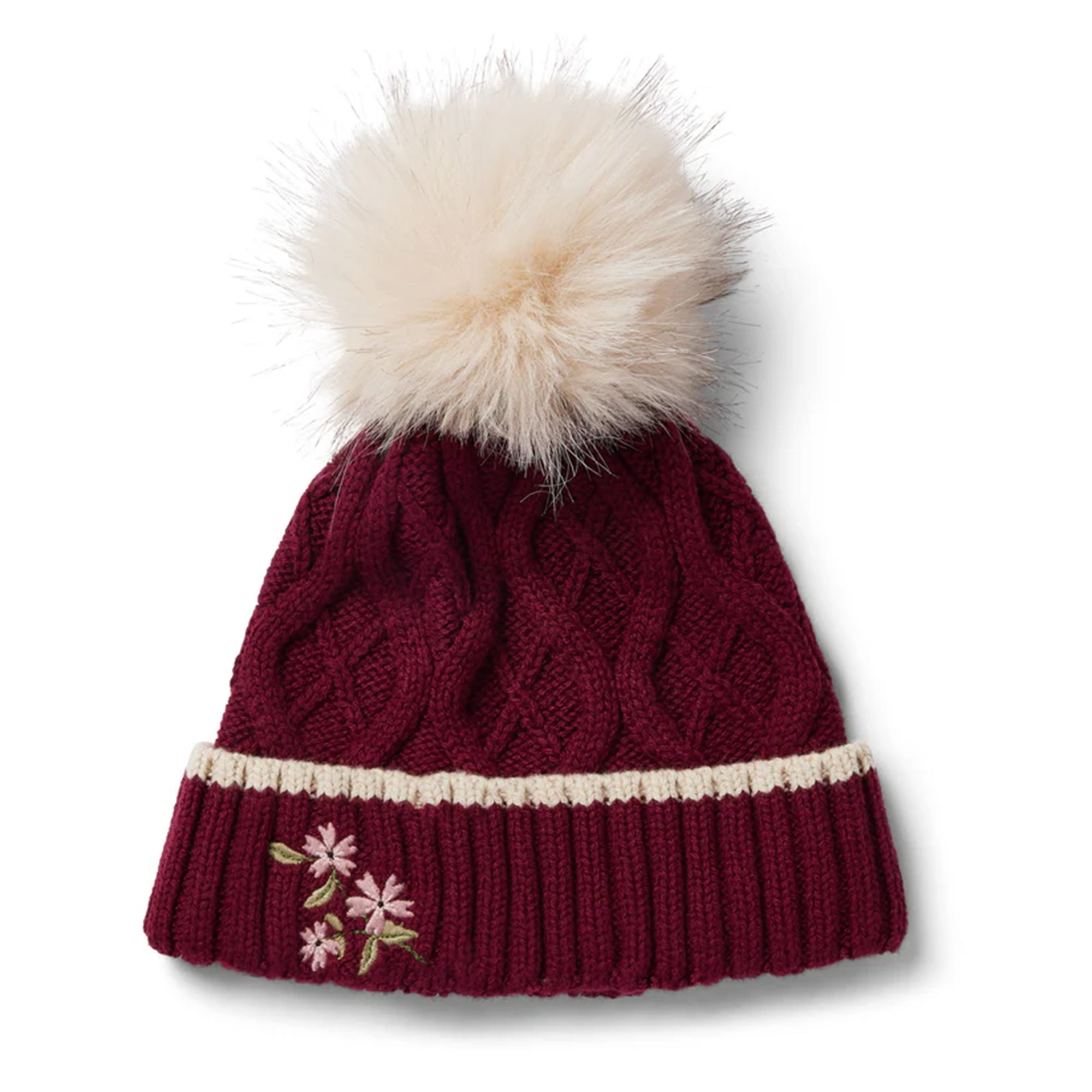 Eleanor Charles The Horseshoe Floral Knit Hat - Burgundy With Horseshoe ...
