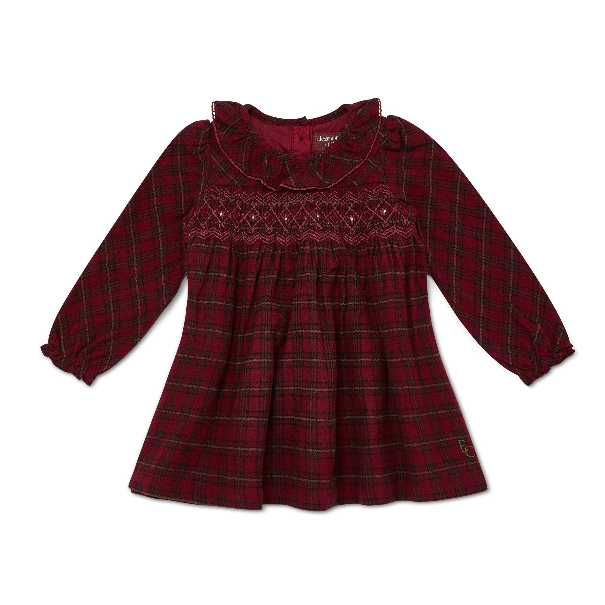 Eleanor Charles Childs The Tartan Smocked Dress - Burgundy Tartan ...