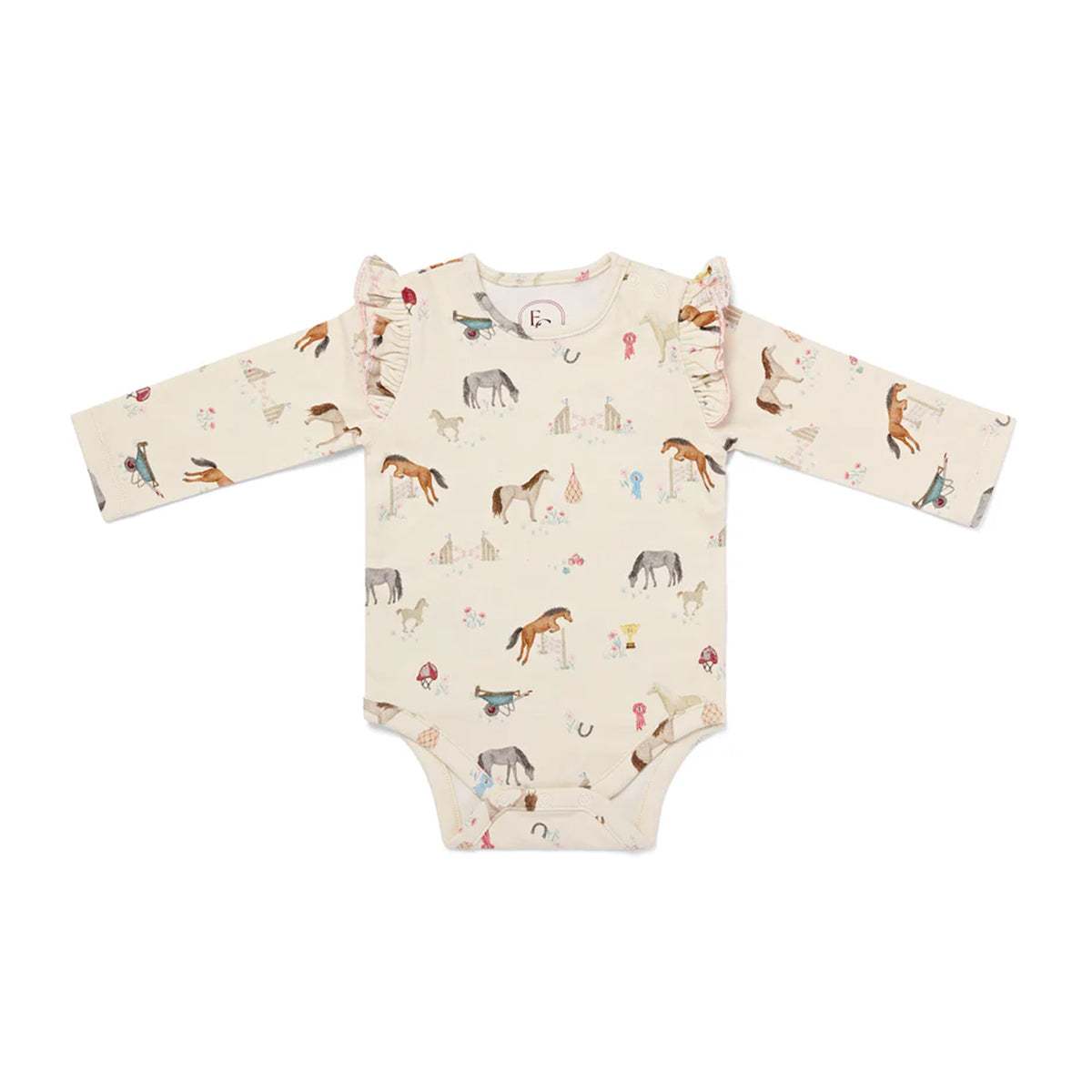 Eleanor Charles Baby The Pony Print Frill Bodysuit - The Ec Pony Print ...