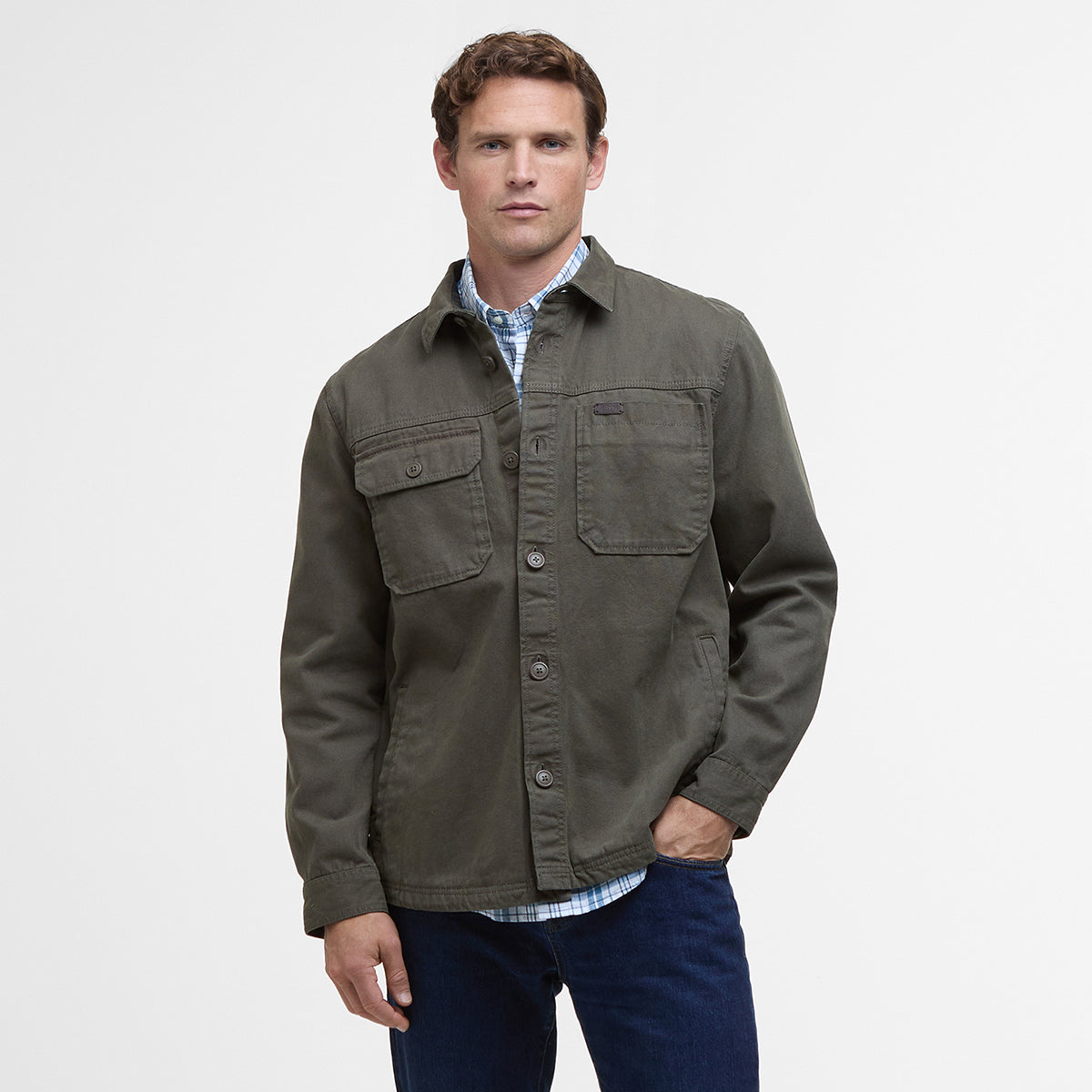 Barbour Mens Lingfield Canvas Overshirt - Fern | Millbry Hill