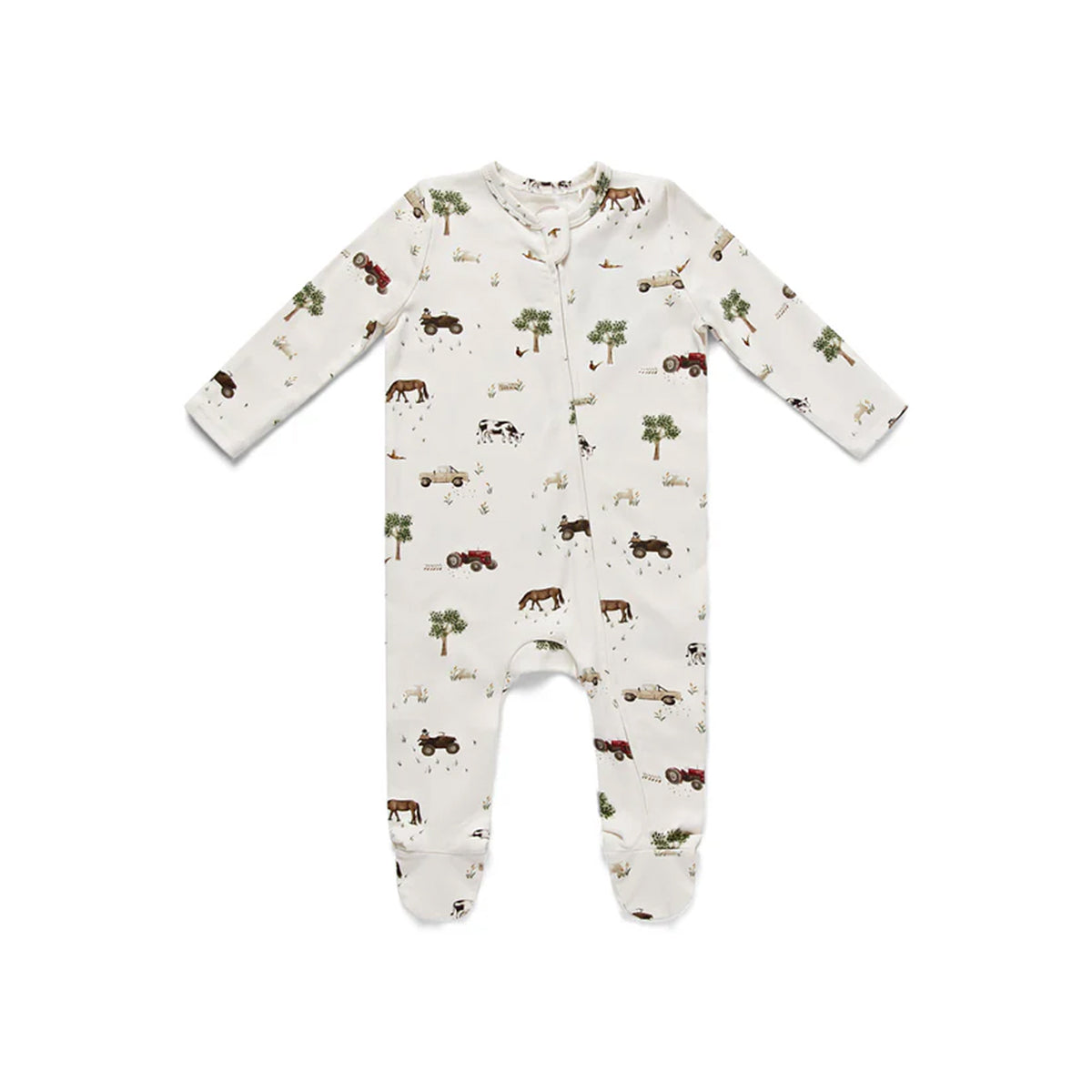 Eleanor Charles On The Farm Print Zip Sleepsuit - On The Farm Print ...