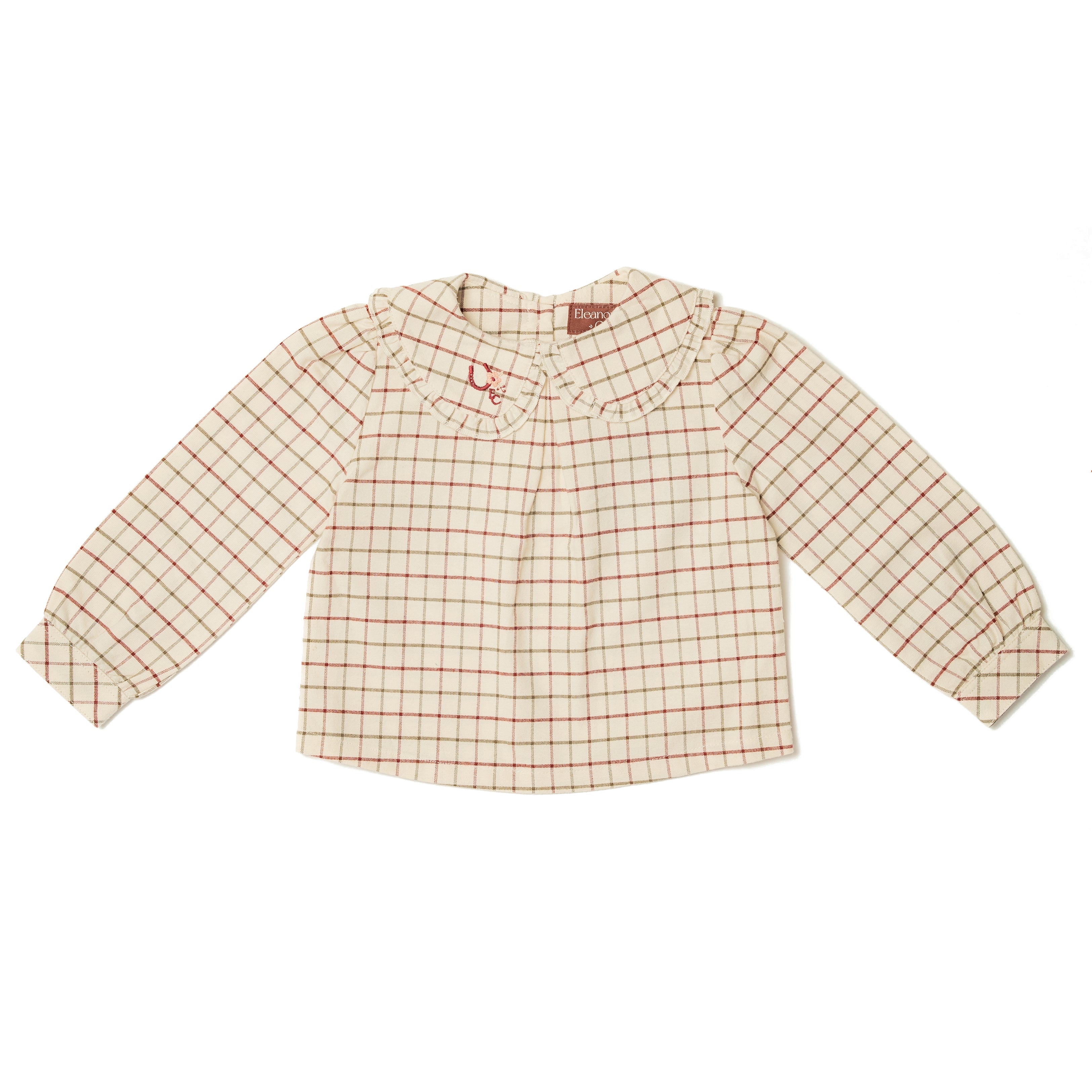 Eleanor Charles Childs The Check Embroidered Blouse - Burgundy Check ...