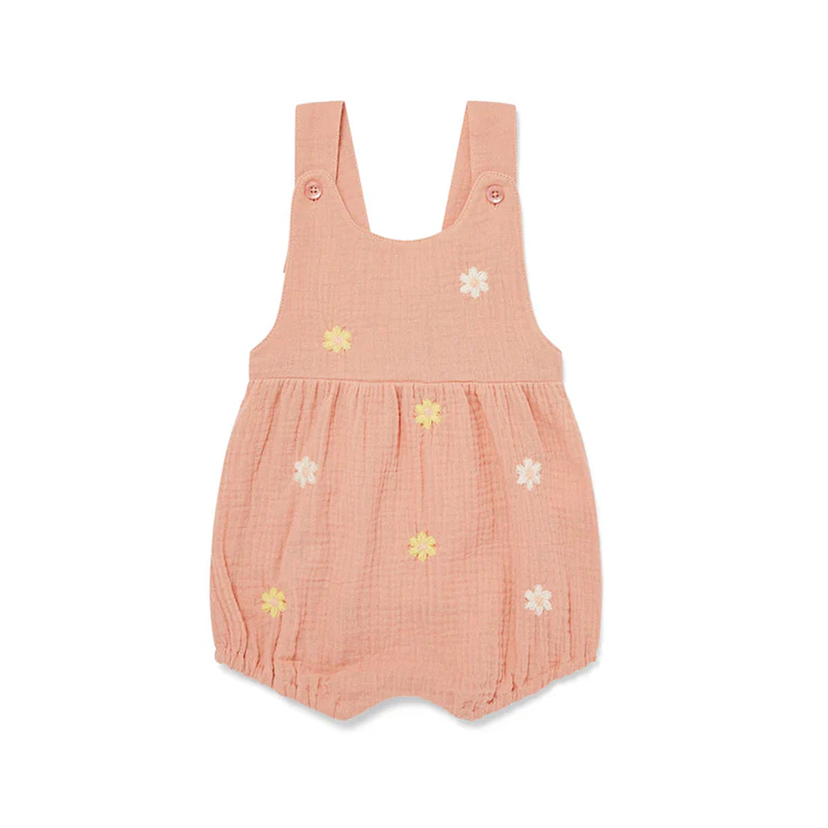 Eleanor Charles Baby The Embroidered Flower Romper - Salmon Pink With ...