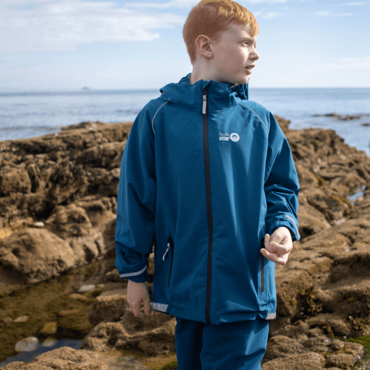 Spotty Otter Adventure Unlined Waterproof Jacket - Navy | Millbry Hill
