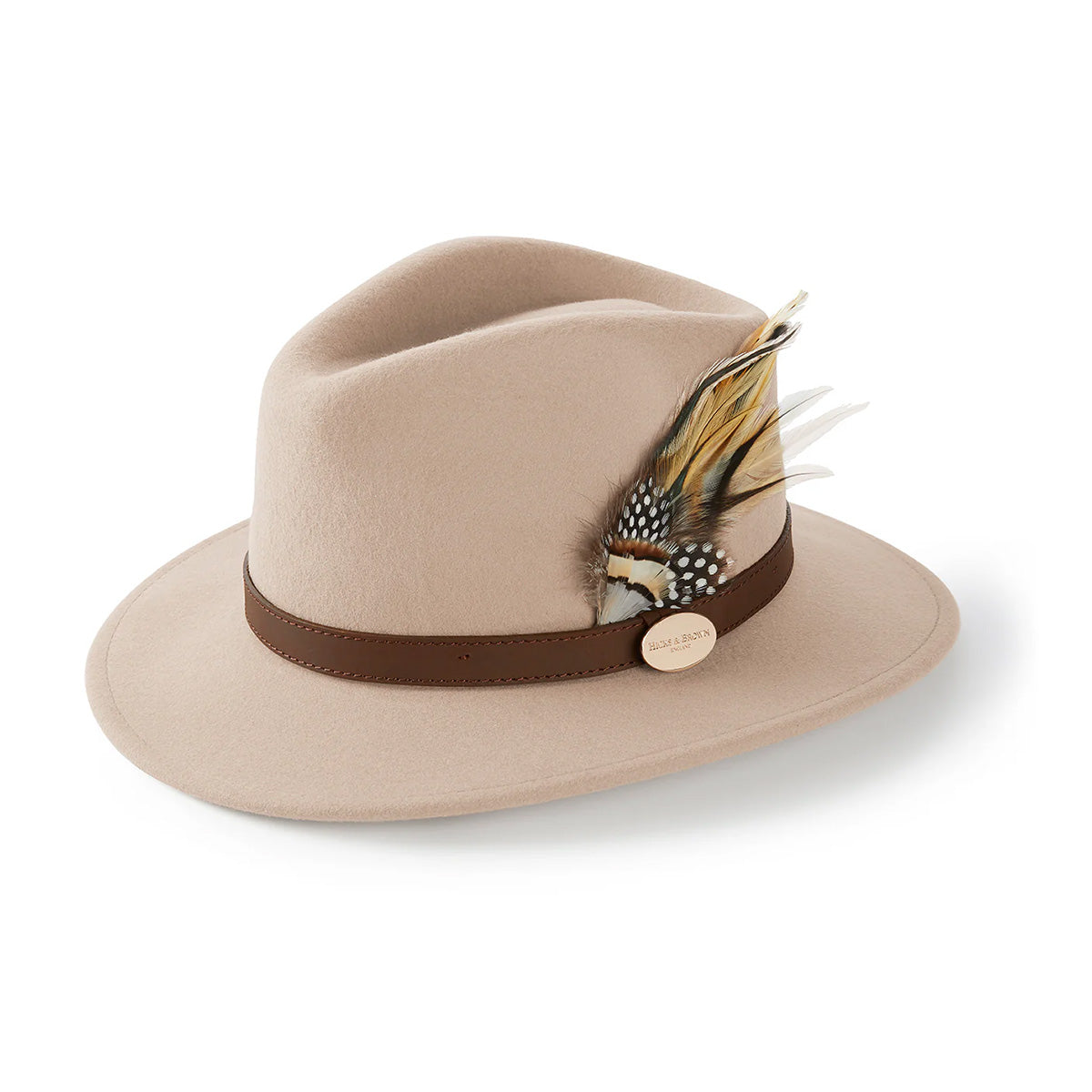 Hicks & Brown Suffolk Fedora Fawn Side Feather - Pebble | Millbry Hill