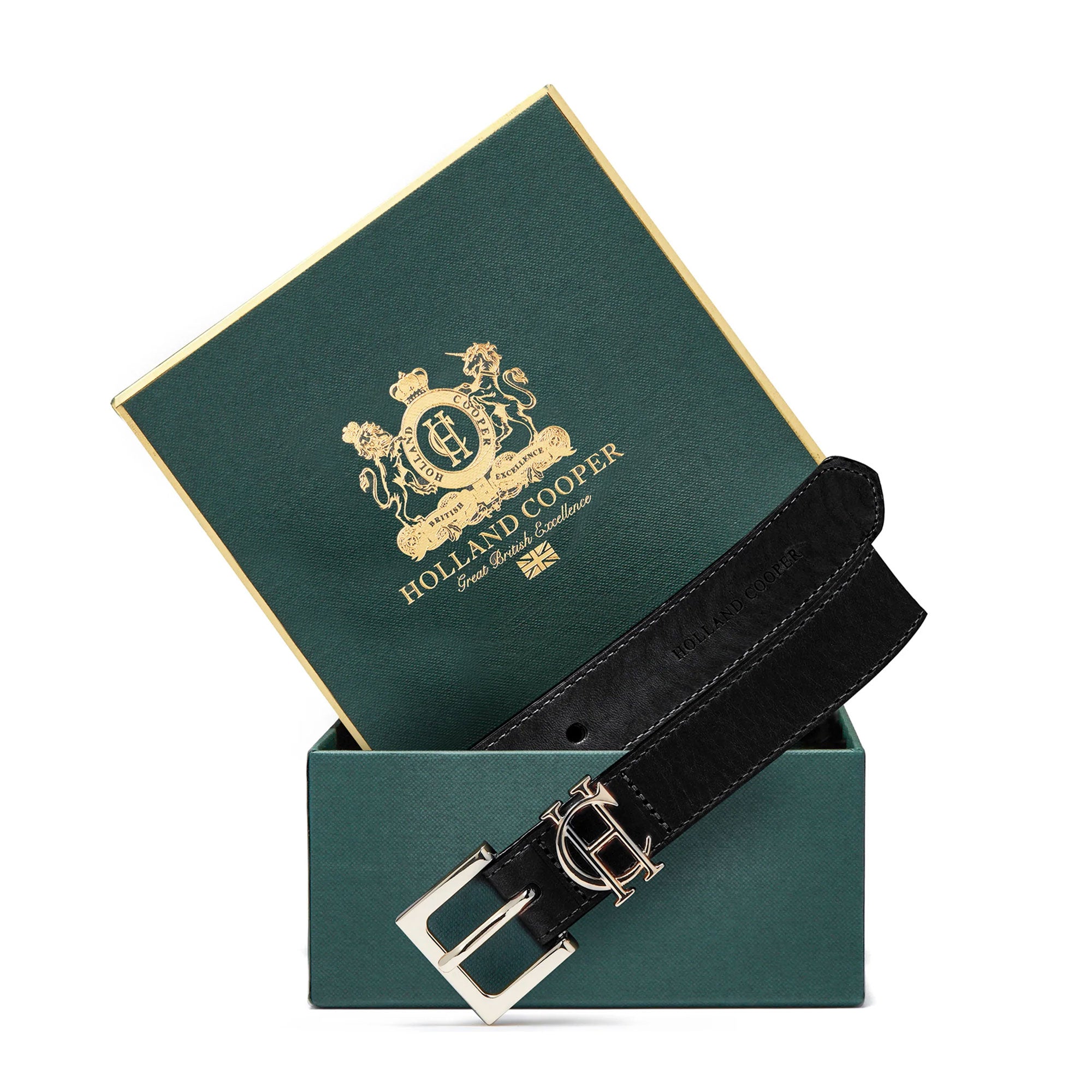 Holland Cooper HC Slim Logo Belt - Black | Millbry Hill